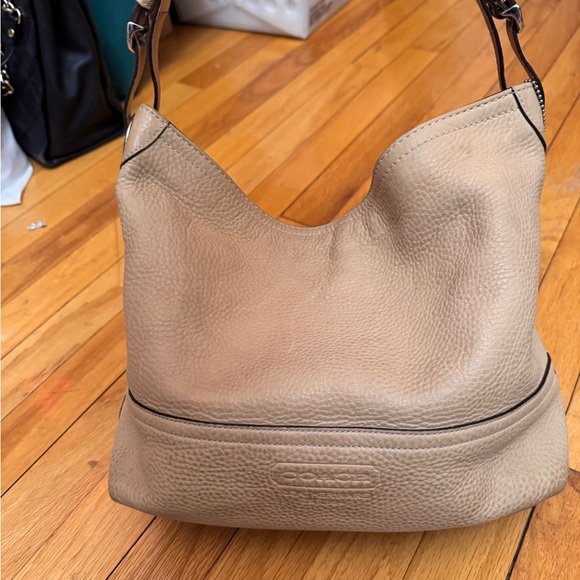 Coach | Bags | Coach Pebbled Leather Soft Tan Shoulder Bag | Poshmark